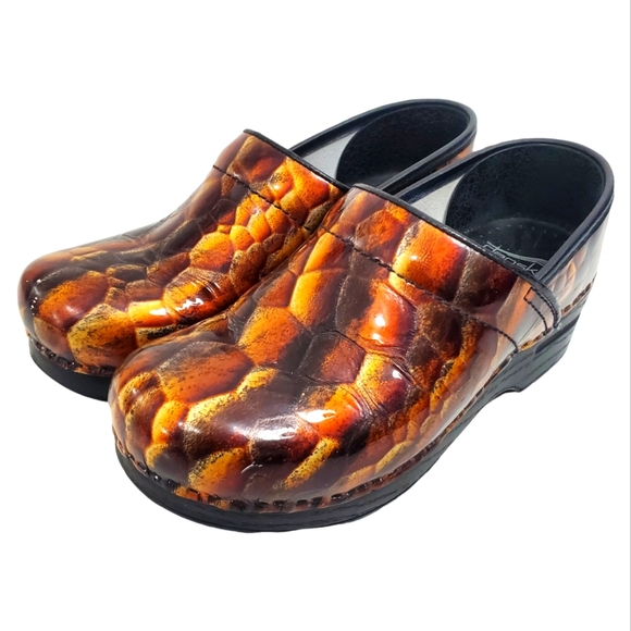 Dansko | Shoes | Dansko Animal Snake Print Patent Leather Clog Nursing ...